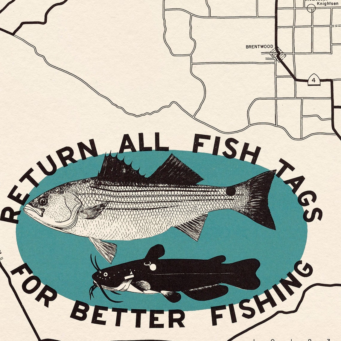 Bass Fishing Map San Francisco Bay Area Fishing Gift for Men - Etsy