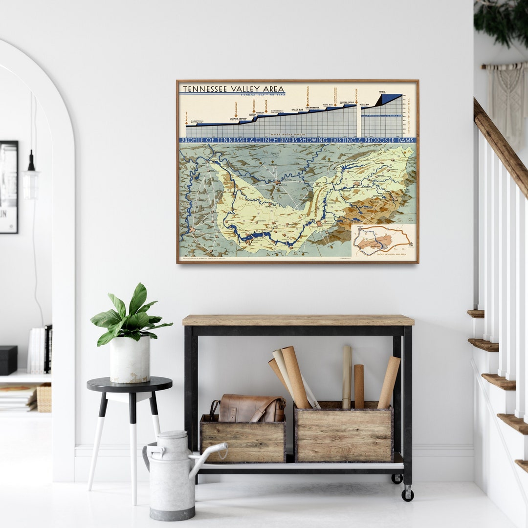 Tennessee Valley Map Print: 1938 Vintage River Chart Wall Art - Etsy