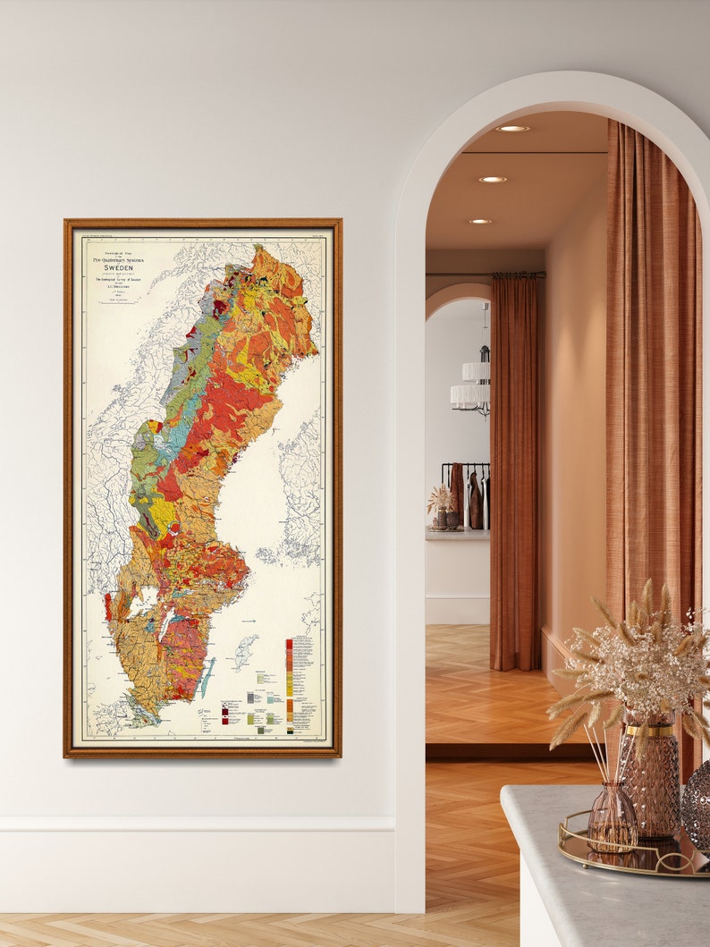Vintage Geological Map of Sweden: 1910 Science Poster - Etsy