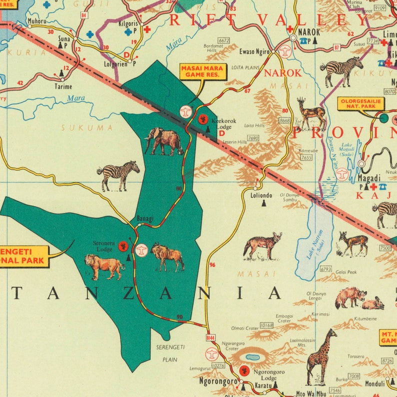 Kenya Map Kenya Poster Map of Kenya Wall Art Vintage Map - Etsy