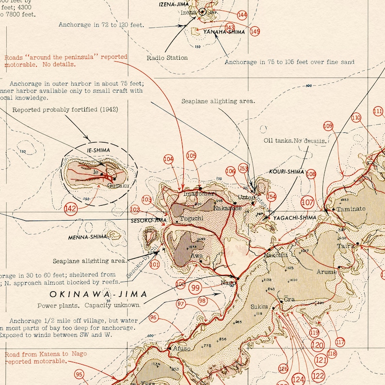 WW2 Okinawa Landing Beaches Vintage Map Print Pacific WWII - Etsy
