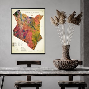 Kenya Map| Soil Map of Kenya| Geologic Map| Kenya Art, Gift, Poster ...
