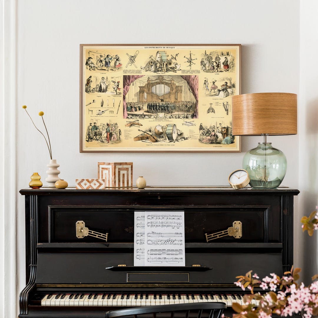 Musical Instruments - Vintage Chart Print, 1927 Music Wall Art Decor ...