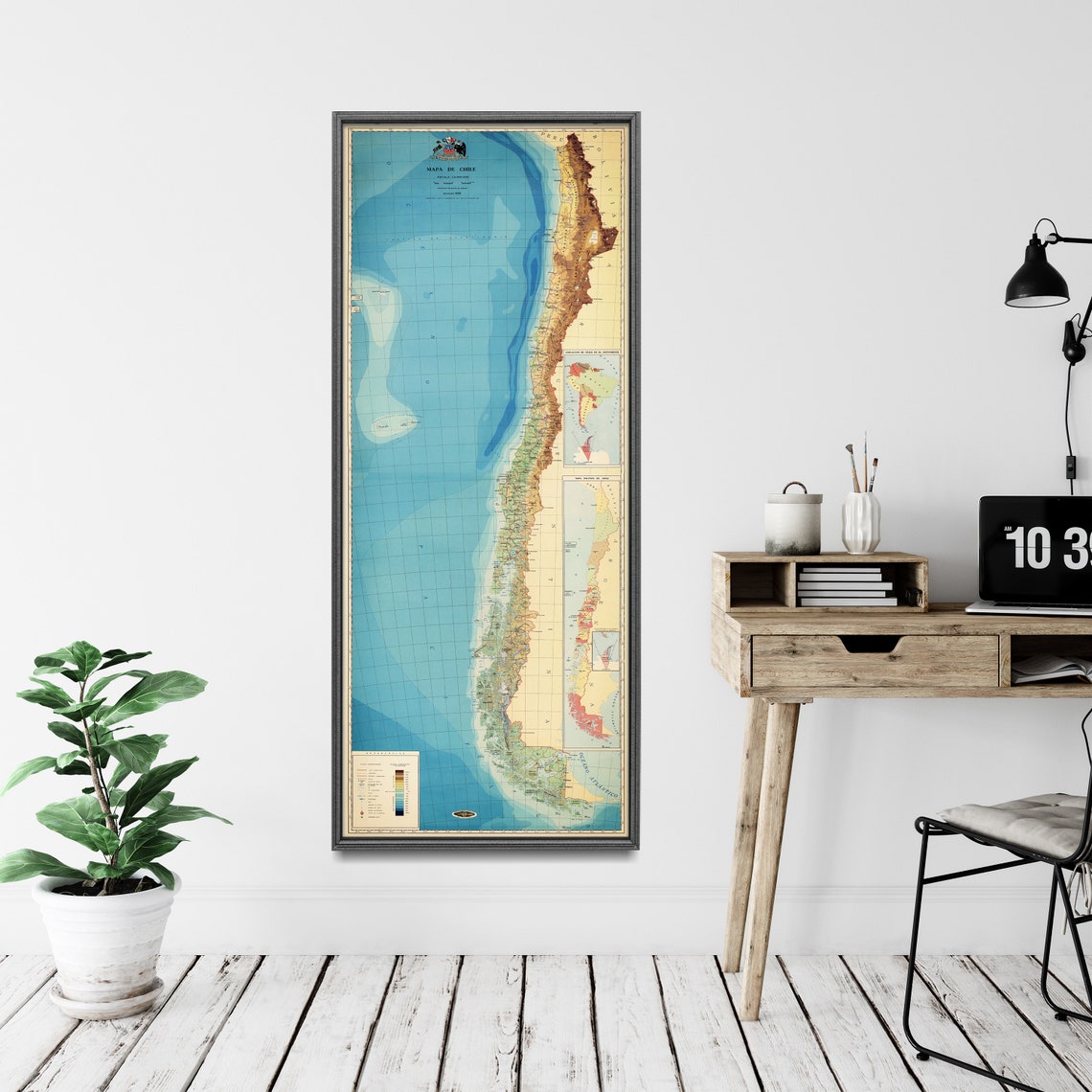 Chile Vintage Map Chile Poster Chile Gifts Tall Narrow Wall - Etsy