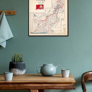 Pashtunistan Vintage Map Print, Pashto Language Map Poster, Land of ...
