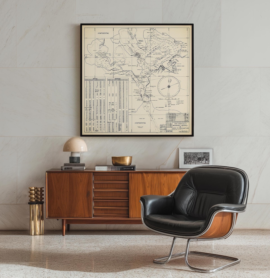 WWII Pearl Harbor Naval Base Diagram – 1944 Vintage Chart Print ...