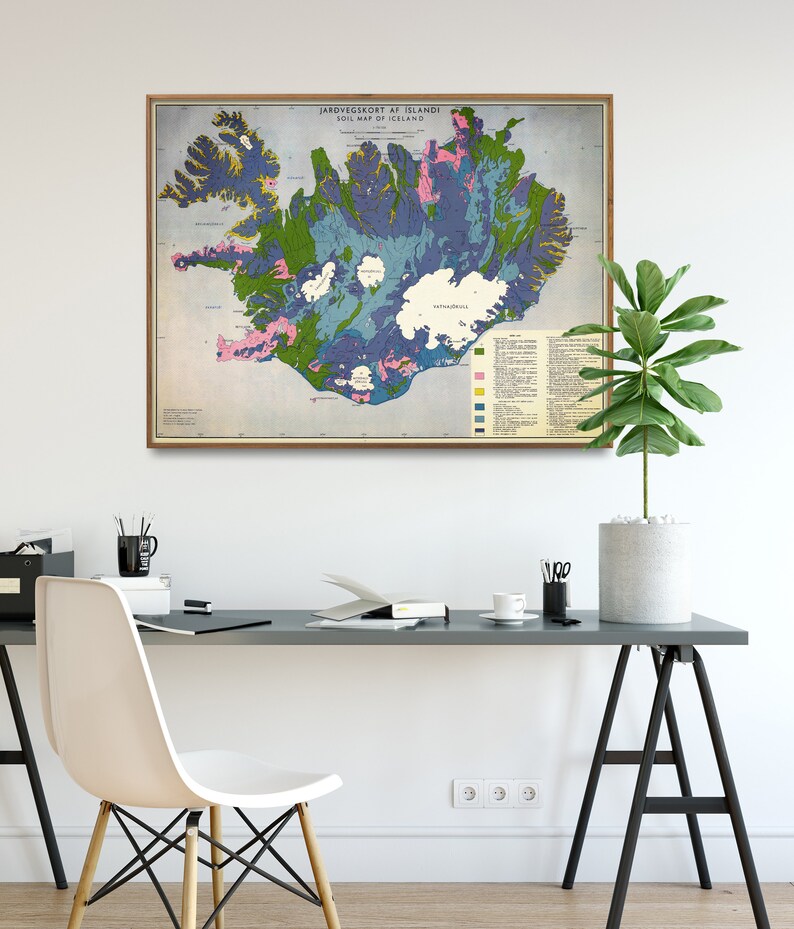 Iceland Map Soil Map of Iceland Geologic Map Iceland Wall - Etsy