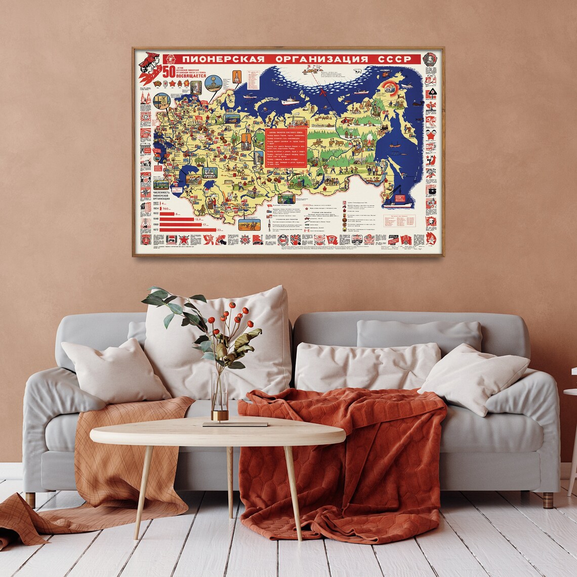 Pioneers of Soviet Union Organisation Map Poster Vintage Ussr - Etsy
