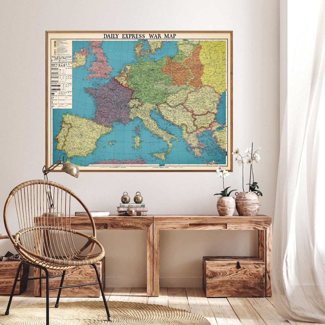 WW2: Military Map of Europe Vintage Map Print, Wall Art Home Gift - Etsy