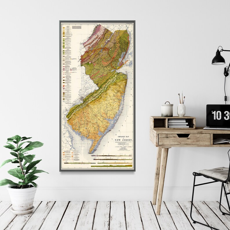 Geologic Map of New Jersey Geology Gift New Jersey Wall Art - Etsy