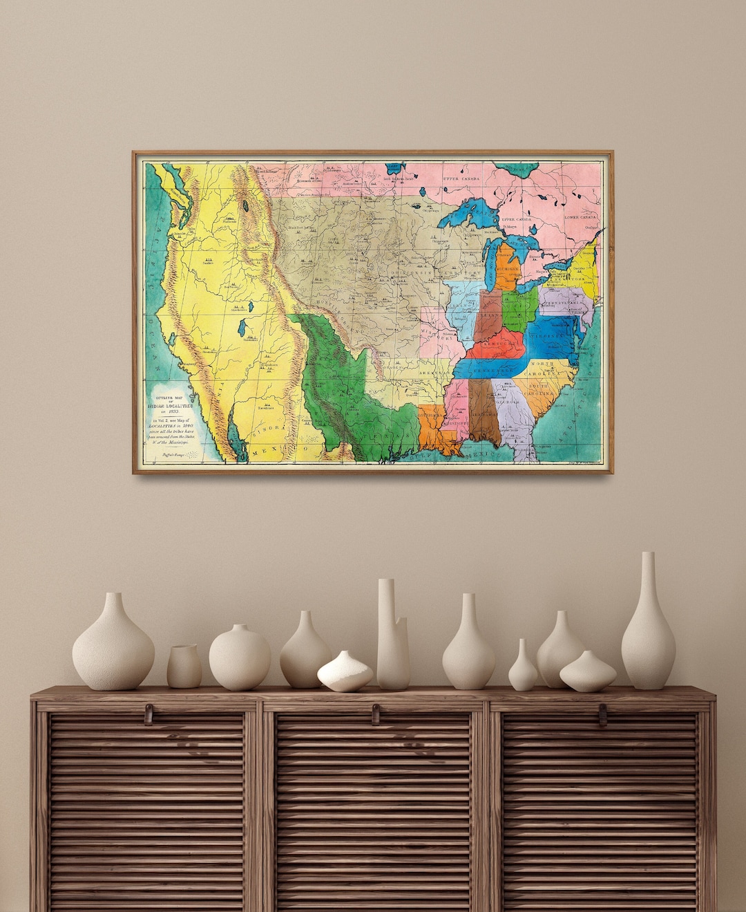 Indian Tribes Vintage Map Print| Us Native Americans Map Poster| Home ...