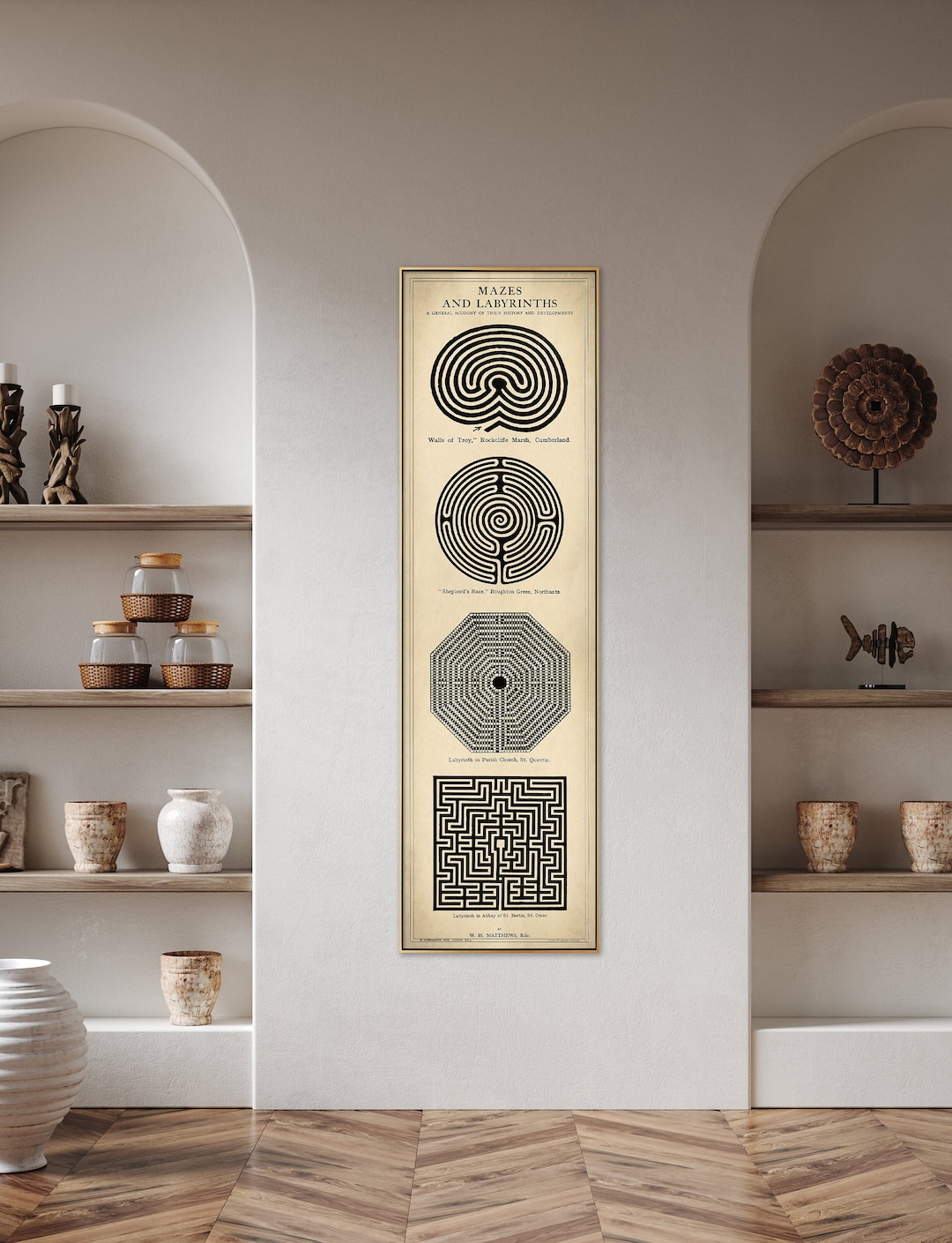 Mazes & Labyrinths - Vintage Illustration Print, Tall and Narrow Chart ...