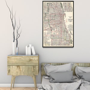Chicago Vintage Map Print, Street Map Poster, Wall Art Home Gift - Etsy