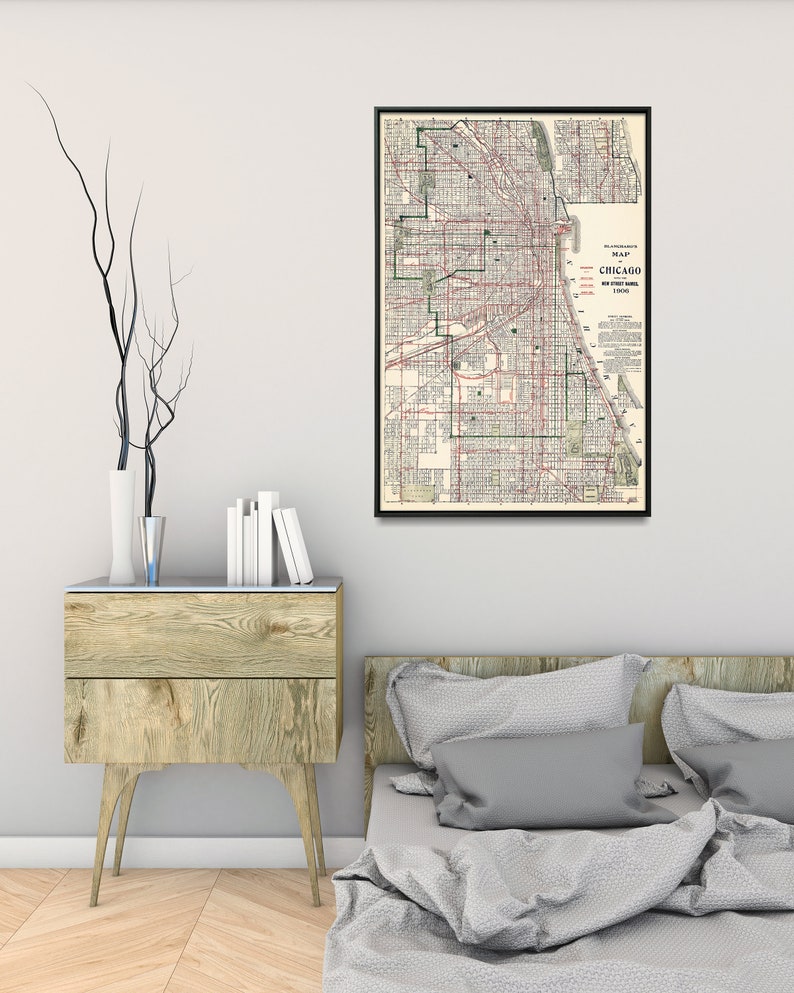 Chicago Vintage Map Print, Street Map Poster, Wall Art Home Gift - Etsy