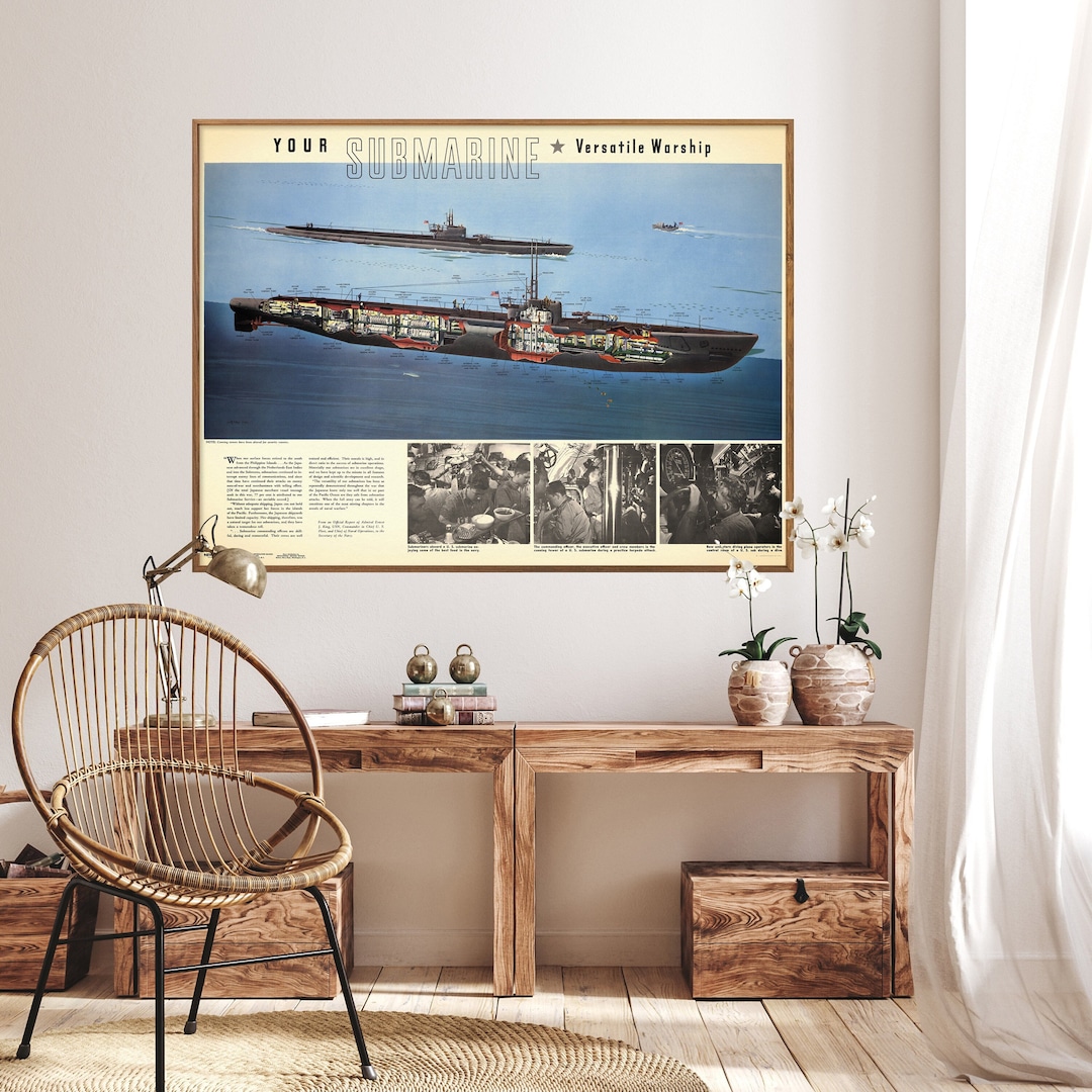 WW2: US Submarine - Vintage Chart Print, Military Wall Art Gift - Etsy