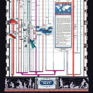 Mankind Timeline Vintage Print, Tall & Narrow Historical Chart Poster ...