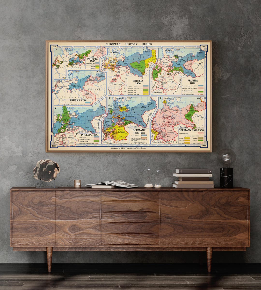 Growth of Prussia and Modern Germany - Vintage Map Print, Historical ...