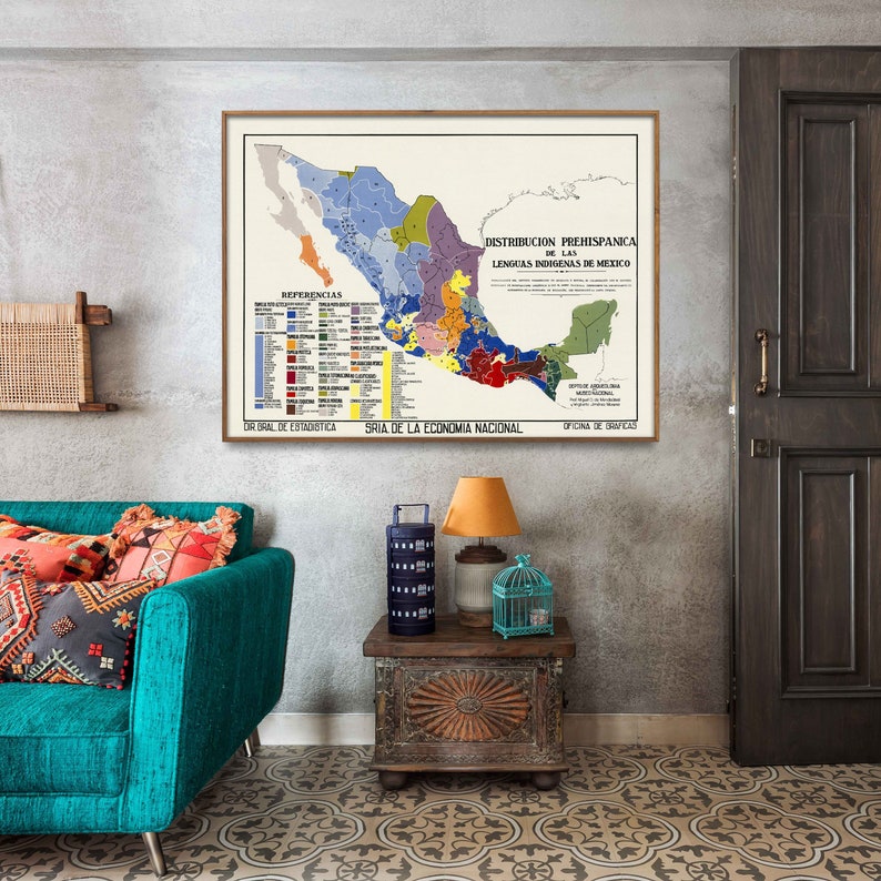 Mexico Indigenous Languages Vintage Map Print, Mexican Indians Map ...