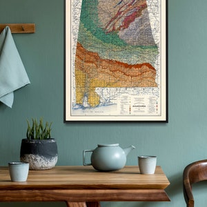 Geological Map of Alabama| Geologic Alabama Vintage Map Print| Alabama ...