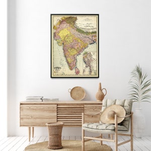 Old Map of India| Vintage India Map| India Poster, Decor, Print, Wall ...