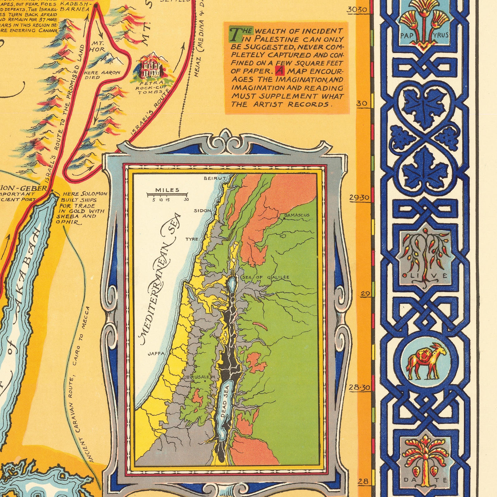 Holy Land Map Bible Pictorial Map Holy Land Gifts Pictorial - Etsy