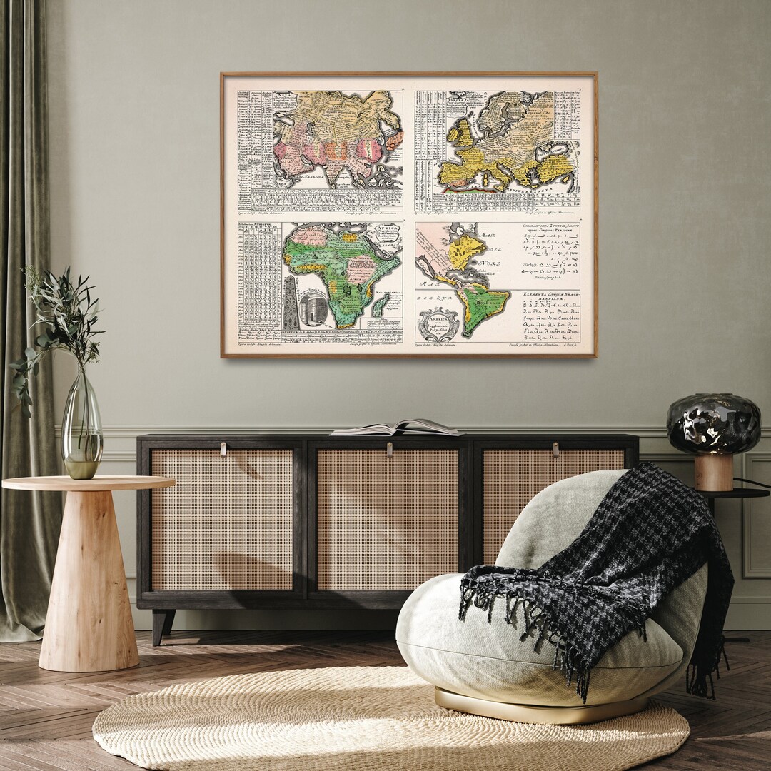 Earliest Linguistic Maps of the Four Continents, Ancient Alphabet Chart ...