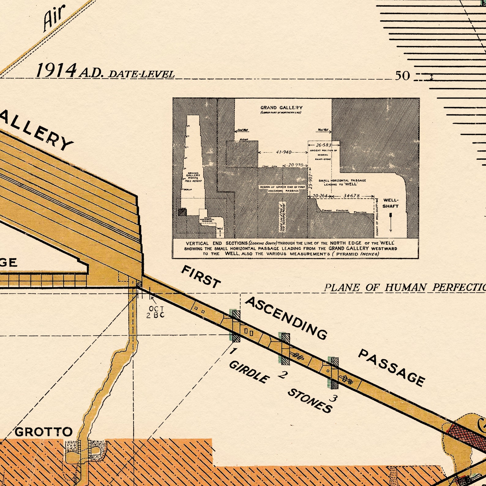 Great Pyramid Of Giza Cross Section Print Egypt Pyramid Wall | Etsy