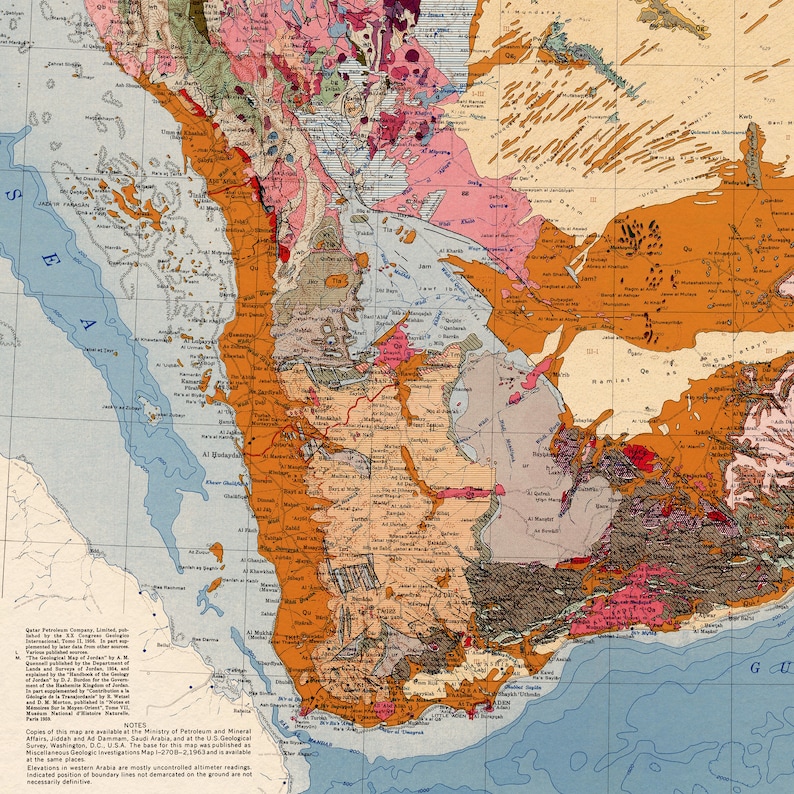Arabian Peninsula Vintage Geological Map Print Large Geology - Etsy