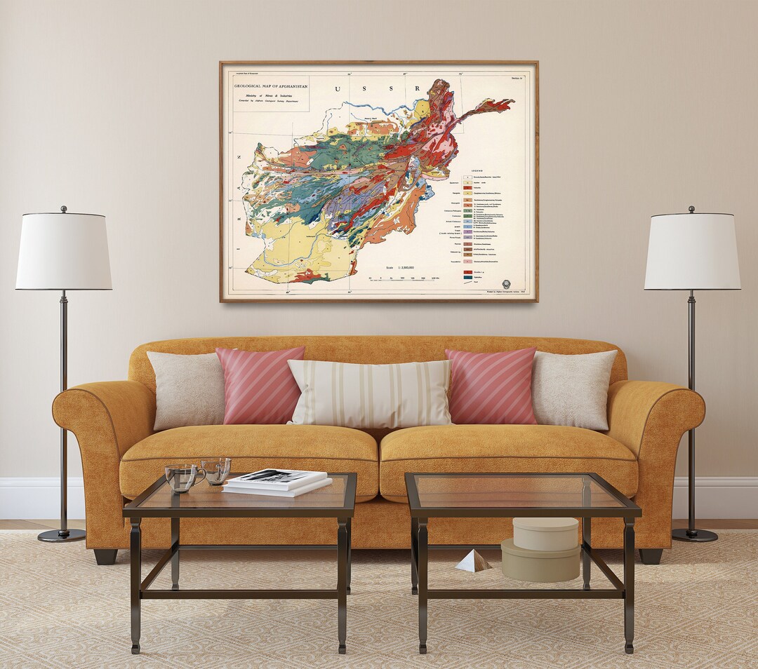 Geological Map of Afghanistan Vintage Afghanistan Map Print Geologic ...