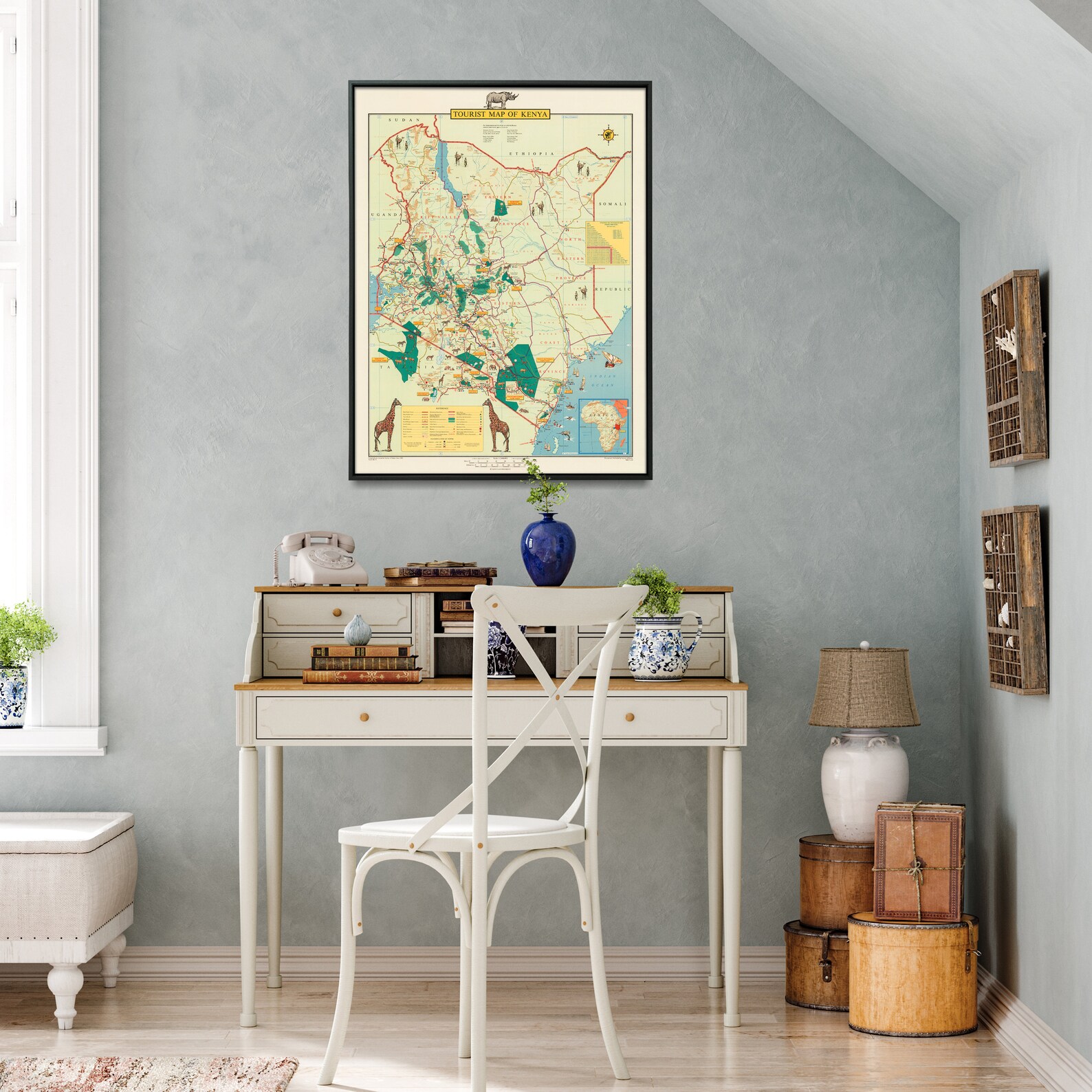 Kenya Map Kenya Poster Map of Kenya Wall Art Vintage Map - Etsy