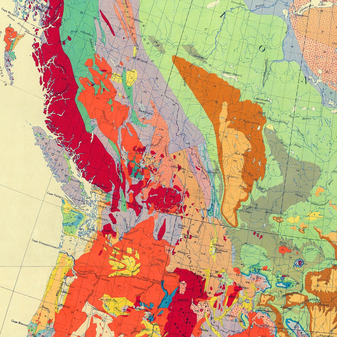 Geological Map of the North and Central America Geologic Map - Etsy