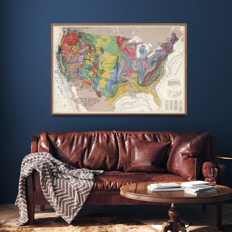 United States Vintage Geological Map Print Large US Geology - Etsy