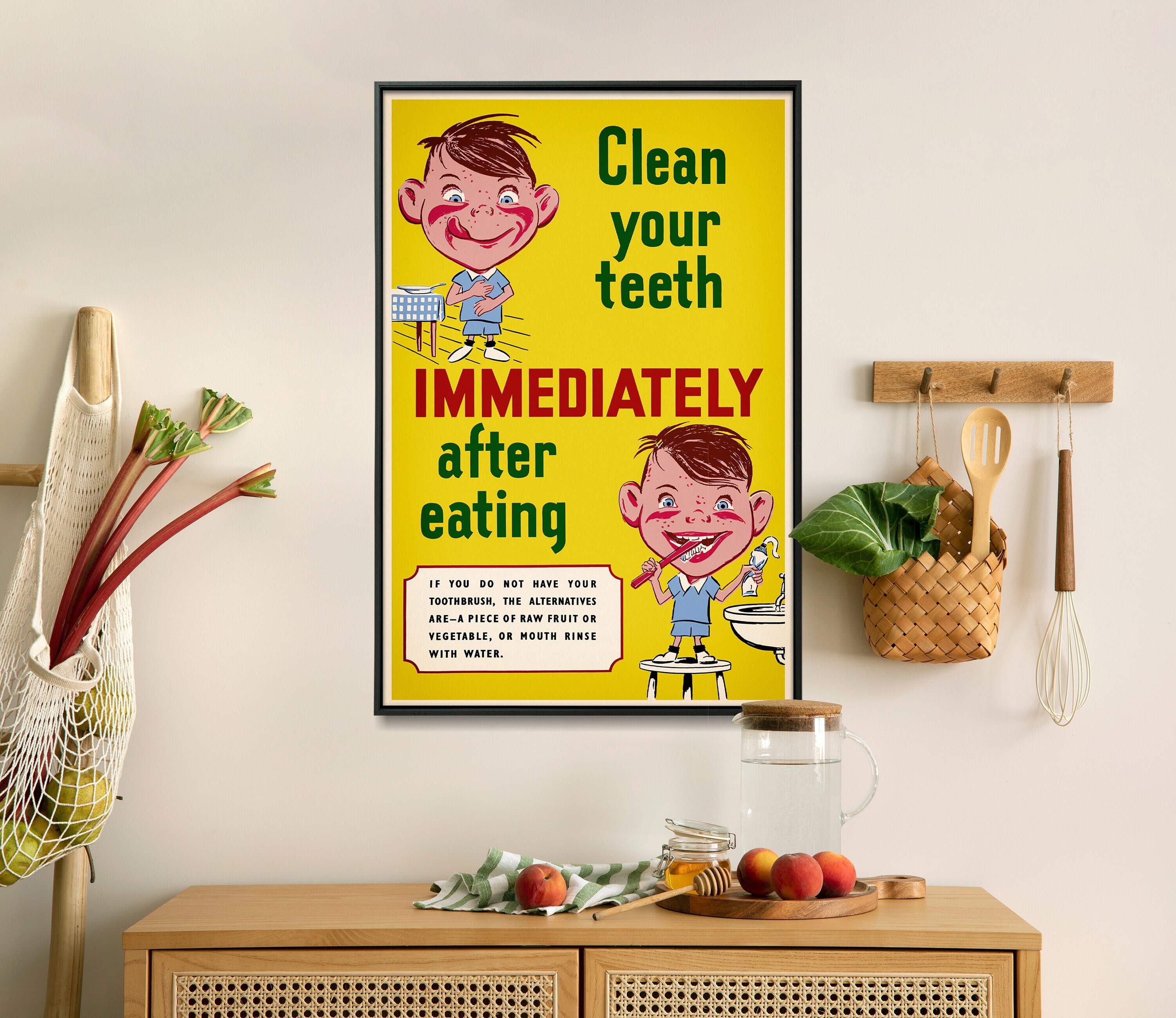 Clean Your Teeth After Eating Vintage Poster Print Bathroom - Etsy