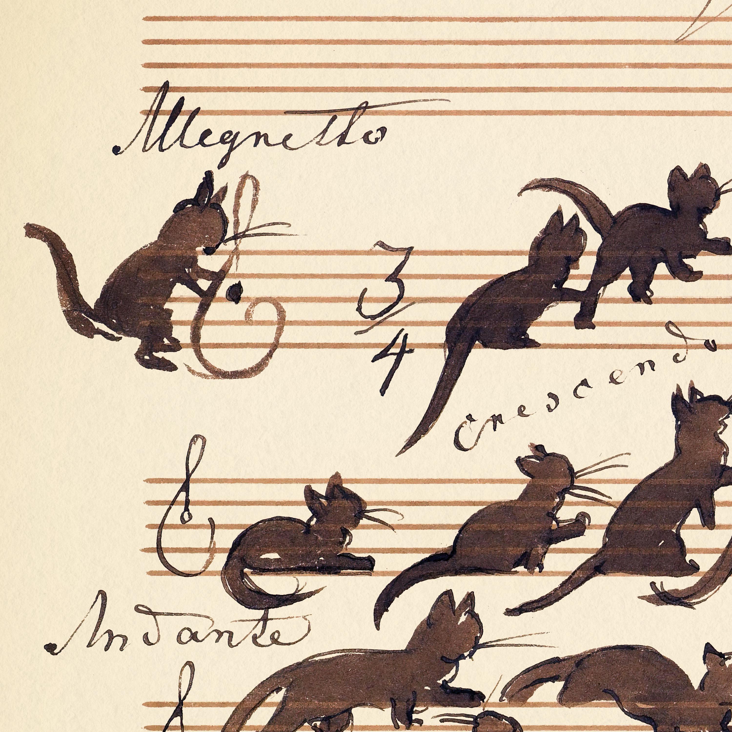 Cat Symphony Vintage Art Print, Cats & Music Poster, Wall Art Home Gift ...