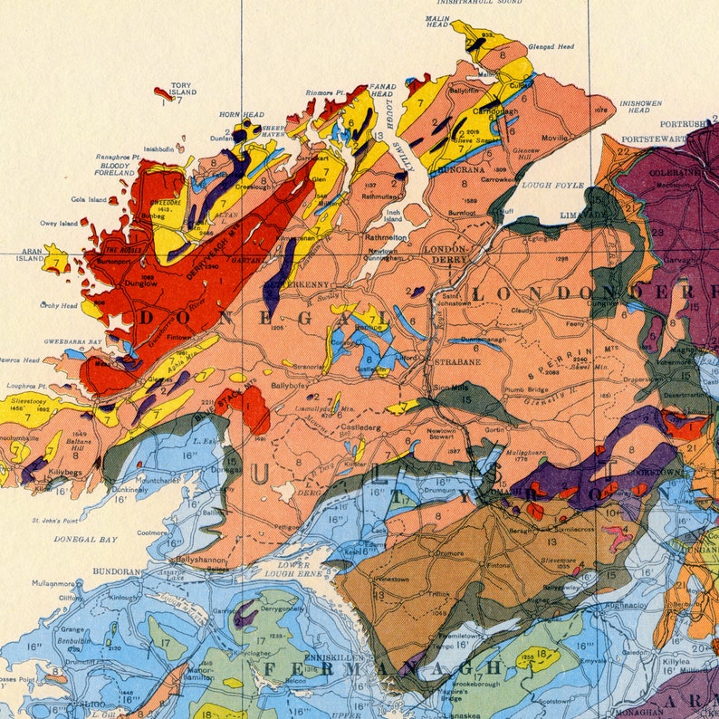 Geological Map of Ireland Geologic Map Print Geology Map - Etsy