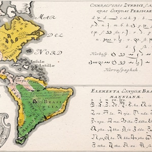 Earliest Linguistic Maps of the Four Continents, Ancient Alphabet Chart ...