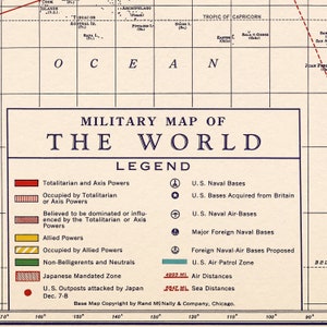 WW2: Military Map of the World - Vintage Map Print, Wall Art Home Gift ...