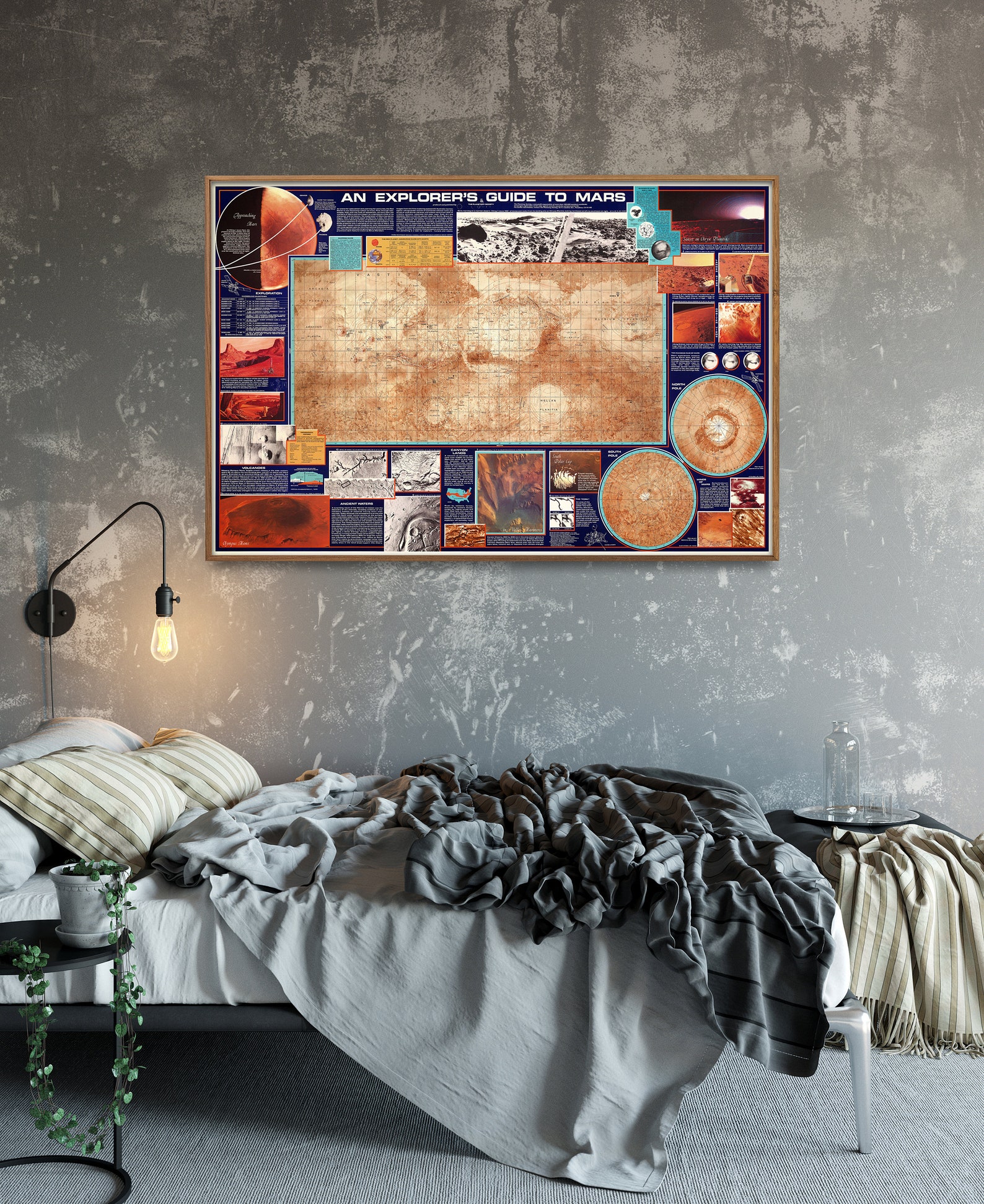 NASA Vintage Mars Chart Print, Mars Map Poster, Martian Landscape Wall ...