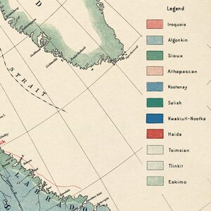 Canadian Indian Tribes Vintage Map Print| North American Natives ...