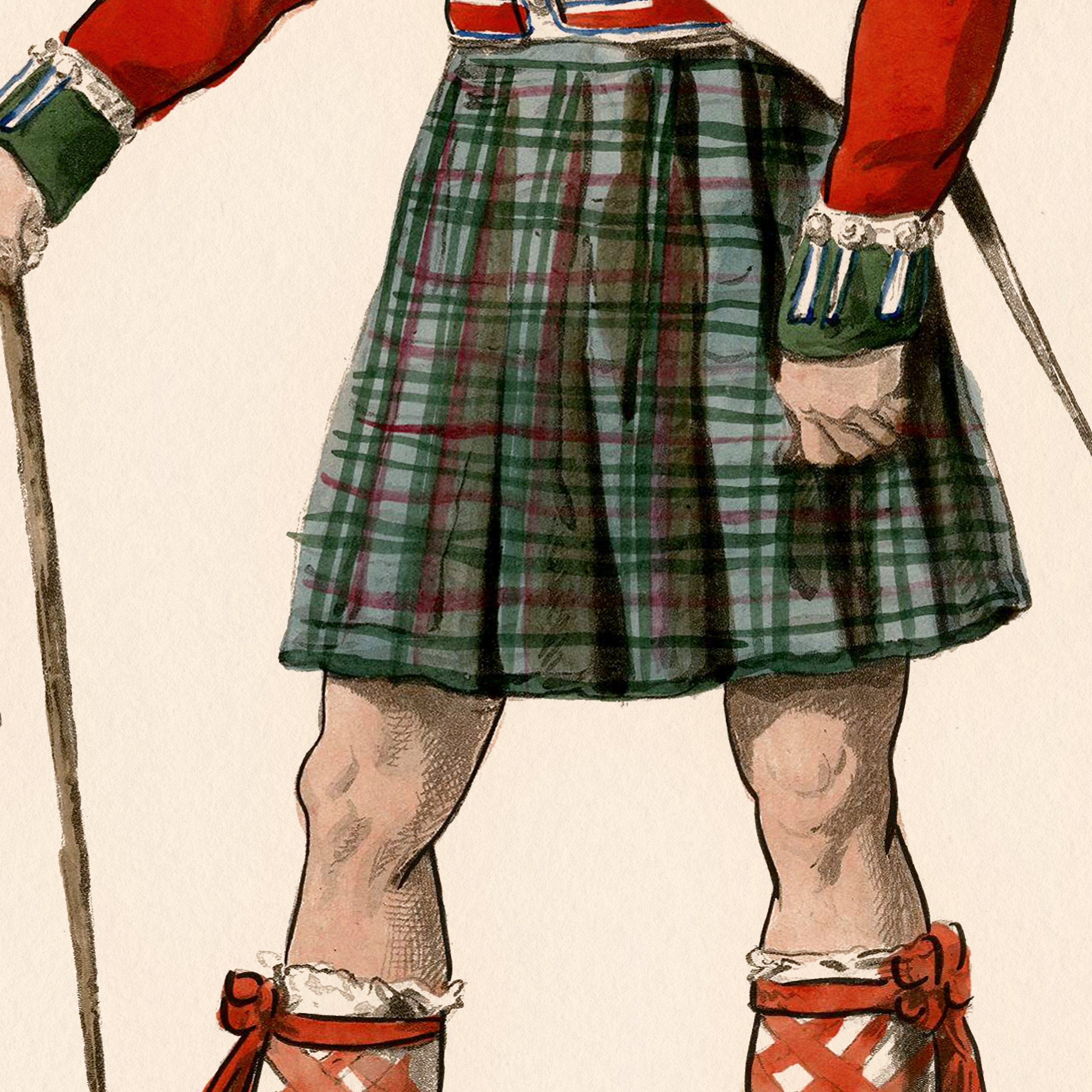 Scottish Soldiers Wearing Kilts Vintage Illustration Print | Etsy