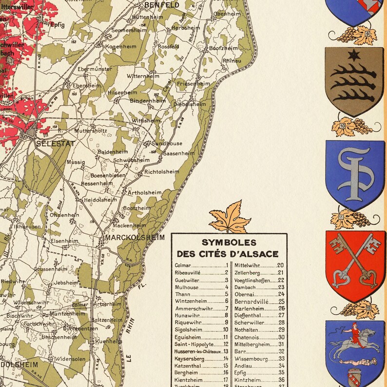 Vintage Alsace Wine Region Map Print: 1949 French Vineyard Poster - Etsy