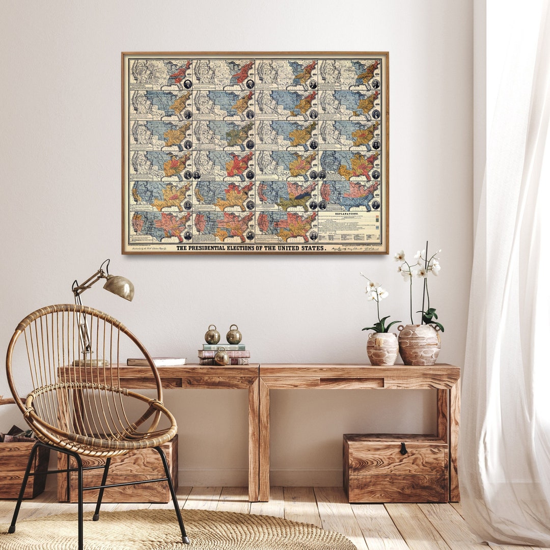 Vintage US Presidential Elections Chart 1789-1876: USA History Timeline ...