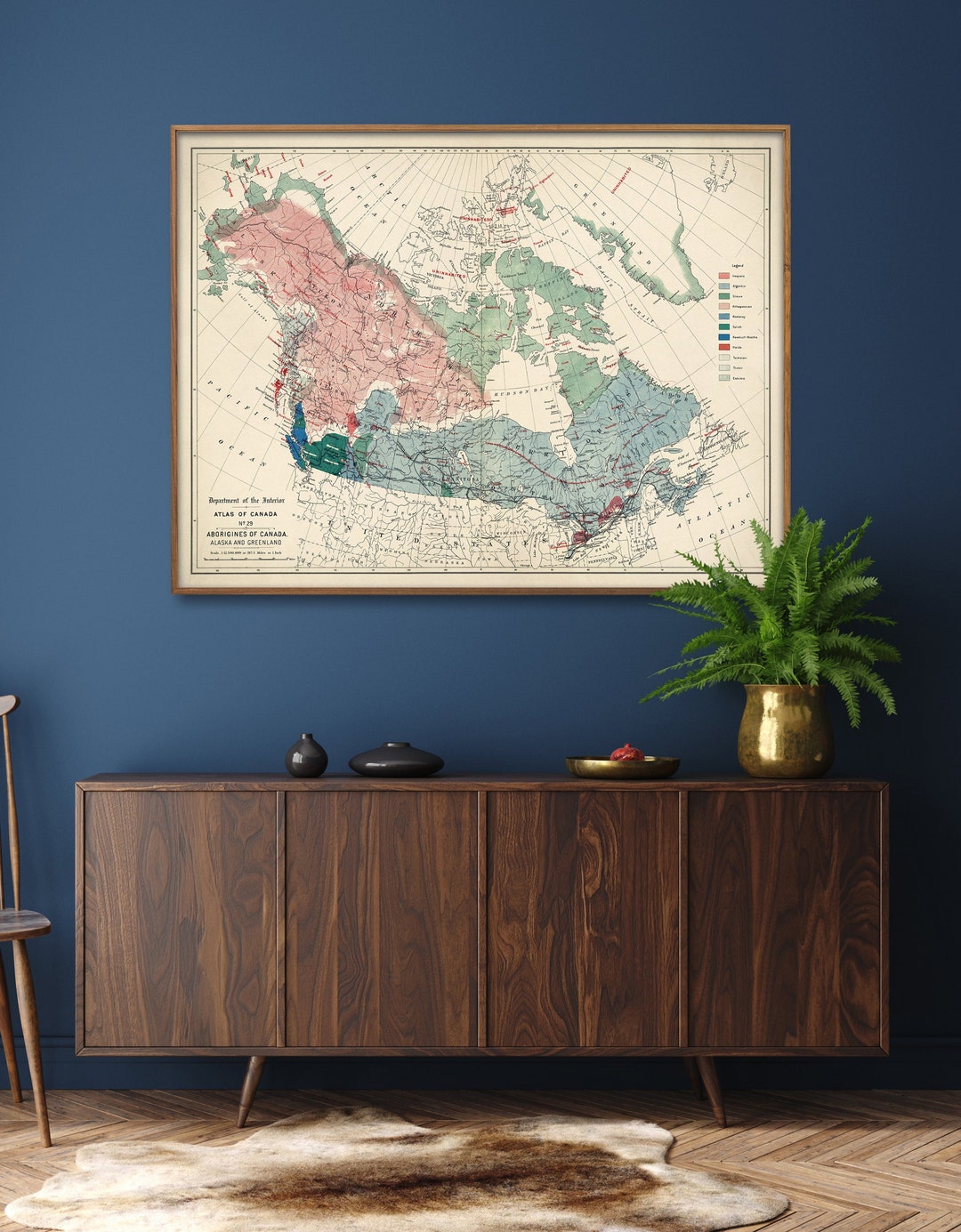Canadian Indian Tribes Vintage Map Print| North American Natives ...