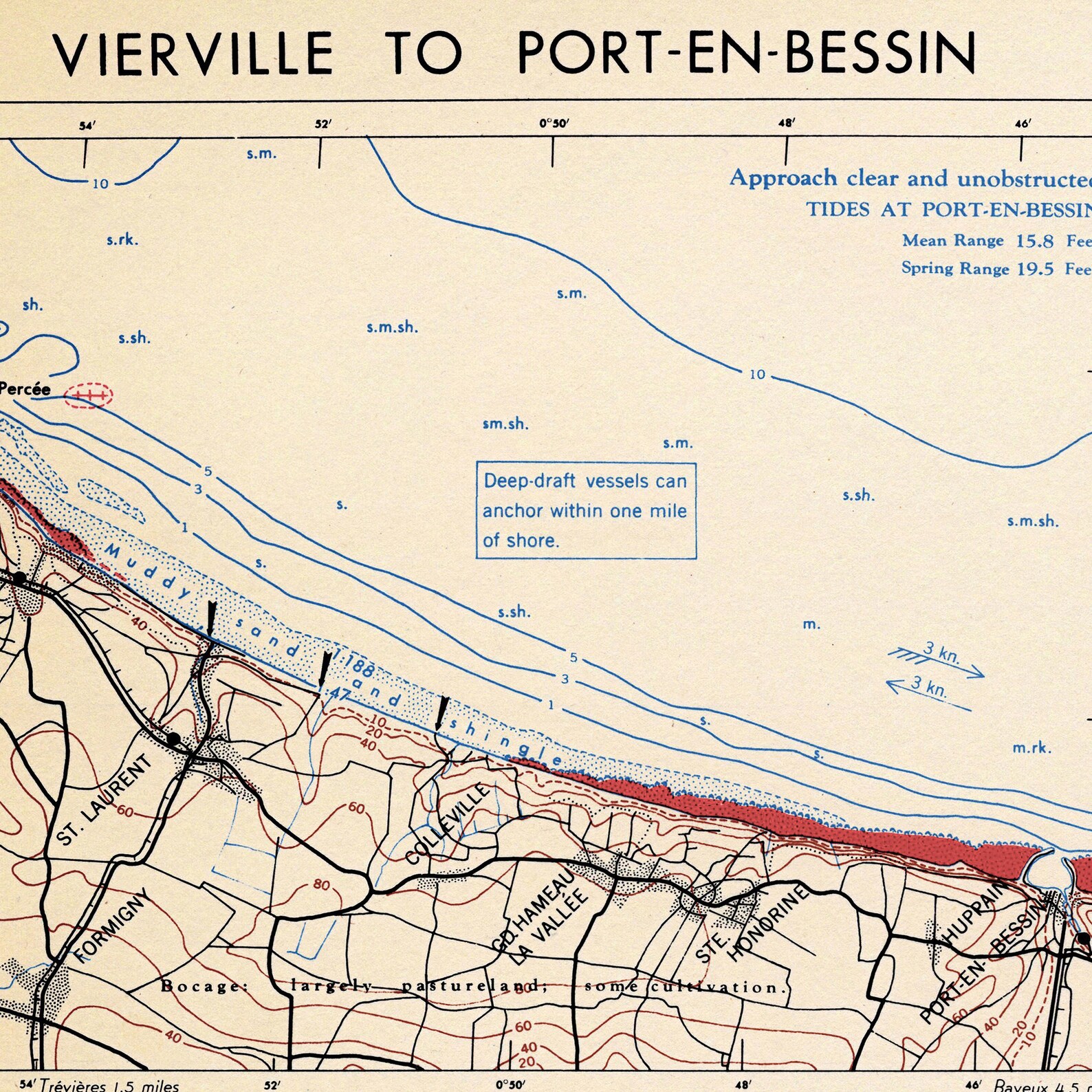 Normandy Beach Map D Day Map Normandy Invasion 1944 World - Etsy