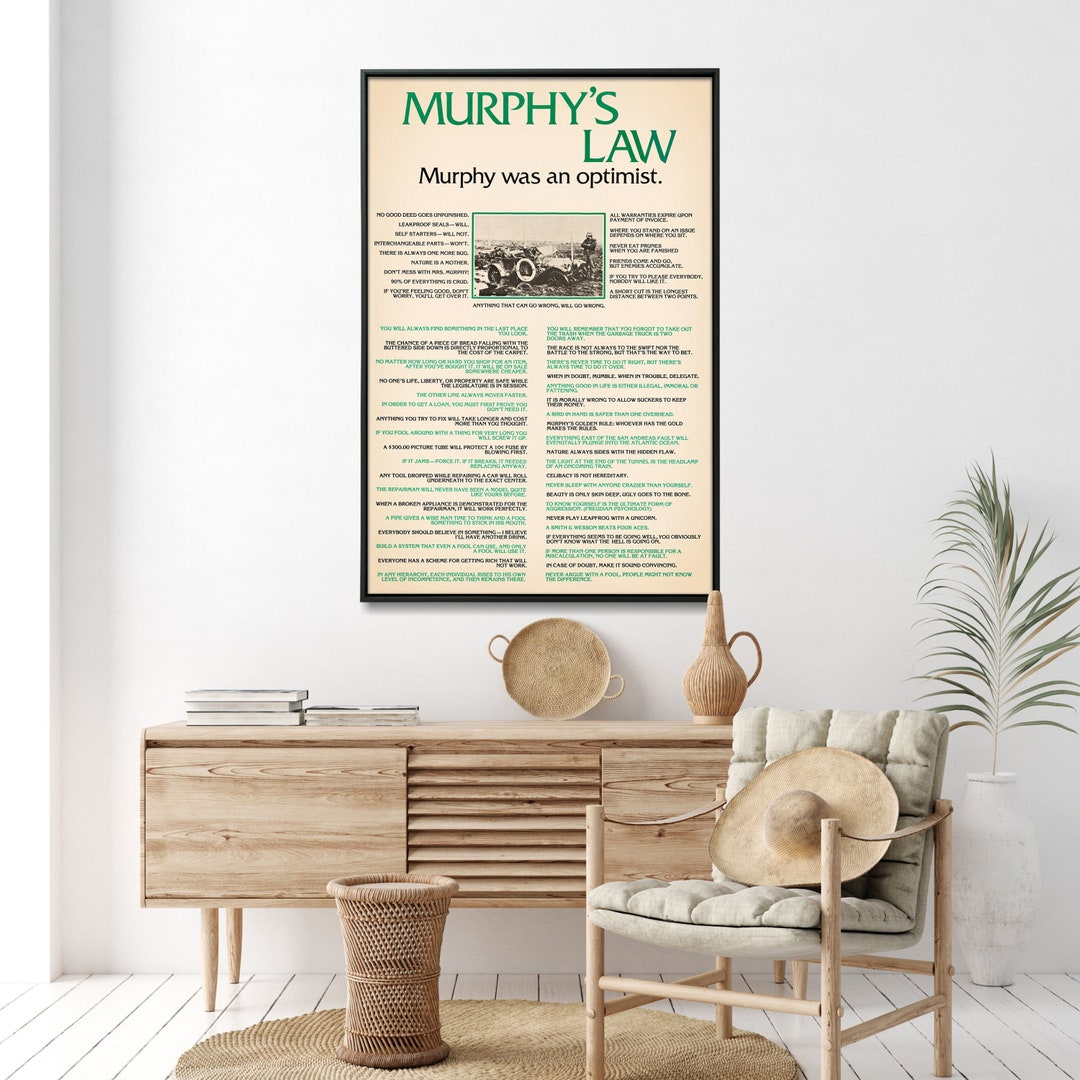 Murphy's Law Vintage Poster Print| Humorous Wall Art| Funny Home Gift ...
