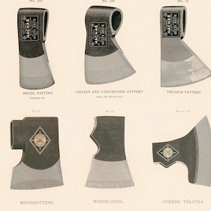 Swedish Axe Patterns Vintage Chart Print| Axes Poster| Wall Art Home ...