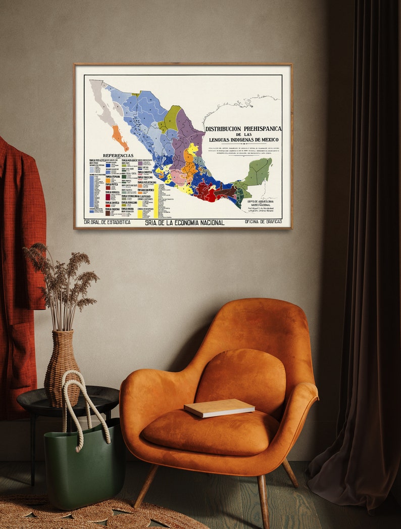 Mexico Indigenous Languages Vintage Map Print Mexican Indians | Etsy