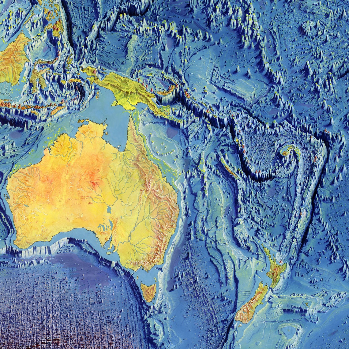 World Ocean Floor Map Large World Map Ocean Wall Art Ocean | Etsy Australia