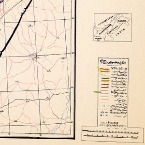 Pashtunistan Vintage Map Print, Pashto Language Map Poster, Land of ...