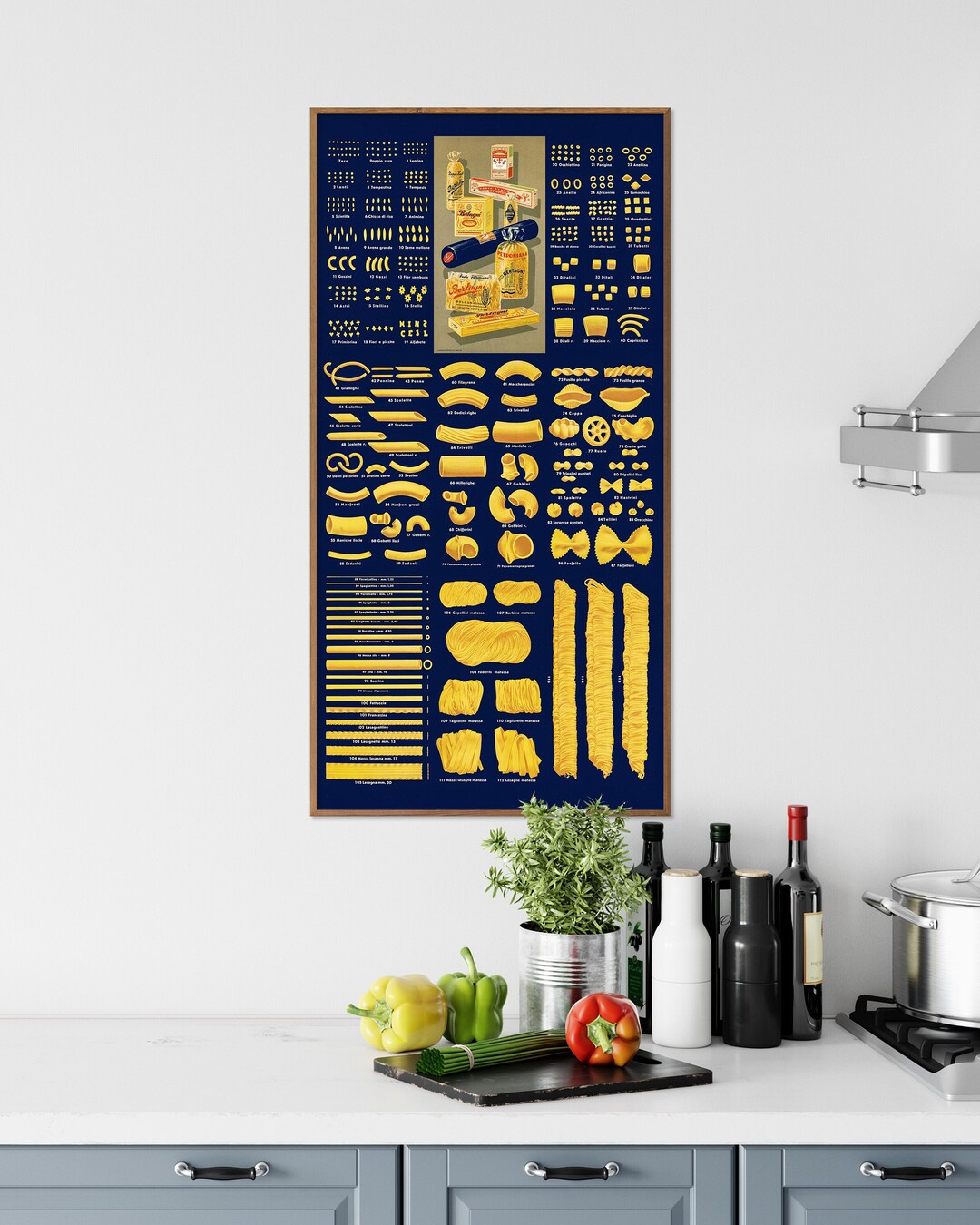 Vintage Pasta Advertising Poster, Kitchen Wall Art, Tall & Narrow Print ...
